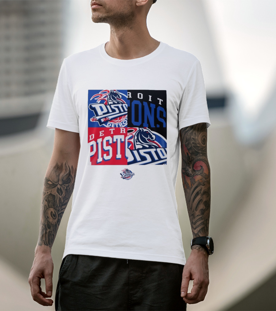 Detroit Pistons New Era Block PISTONS DETROIT Basketball T-Shirt