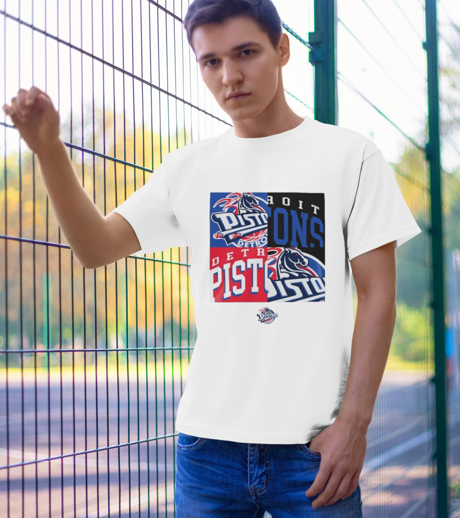 Detroit Pistons New Era Block PISTONS DETROIT Basketball T-Shirt