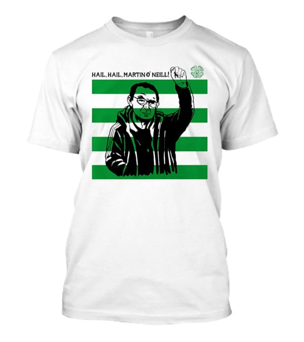 Hail Hail Martin O Neill Iconic Gesture Four Leaf Clover Stripes T-Shirt