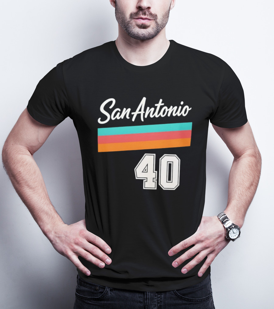 San Antonio Spurs NBA San Antonio 40 Retro Stripes T-Shirt
