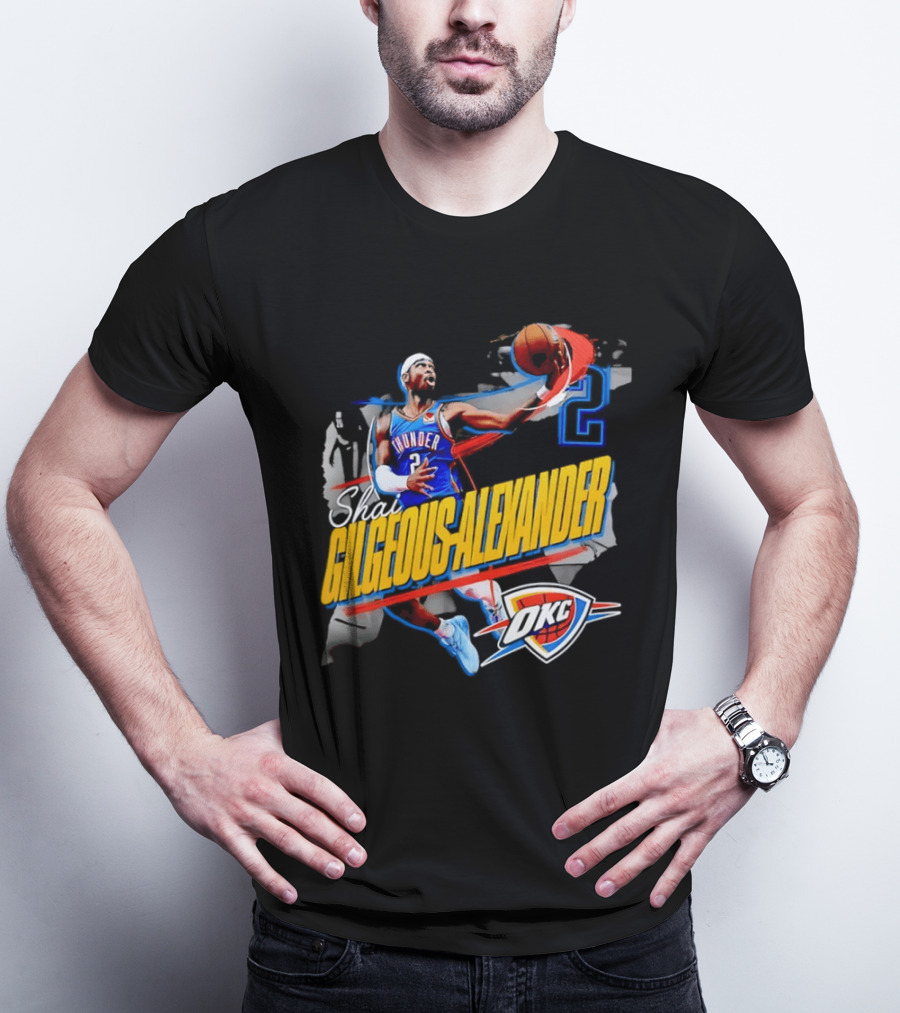 Shai Gilgeous Alexander Oklahoma City Thunder NBA OKC Blue Jersey Number 2 T-Shirt