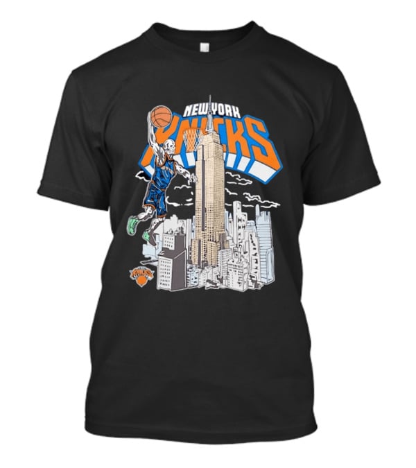 New York Knicks Skeleton Basketball Player Empire State Building Slam Dunk NBA T-Shirt