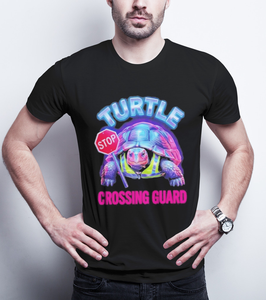Turtle Stop Crossing Guard Neon Vibe T-Shirt