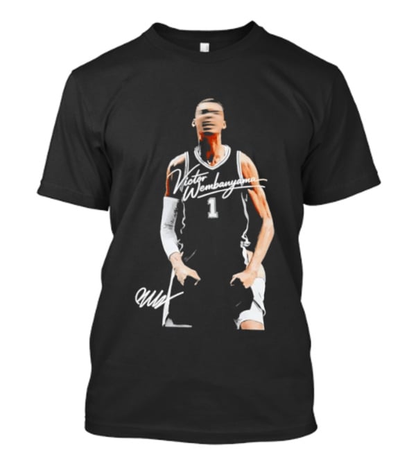 Victor Wembanyama San Antonio Spurs 2023 NBA Draft Number 1 Jersey Signature T-Shirt