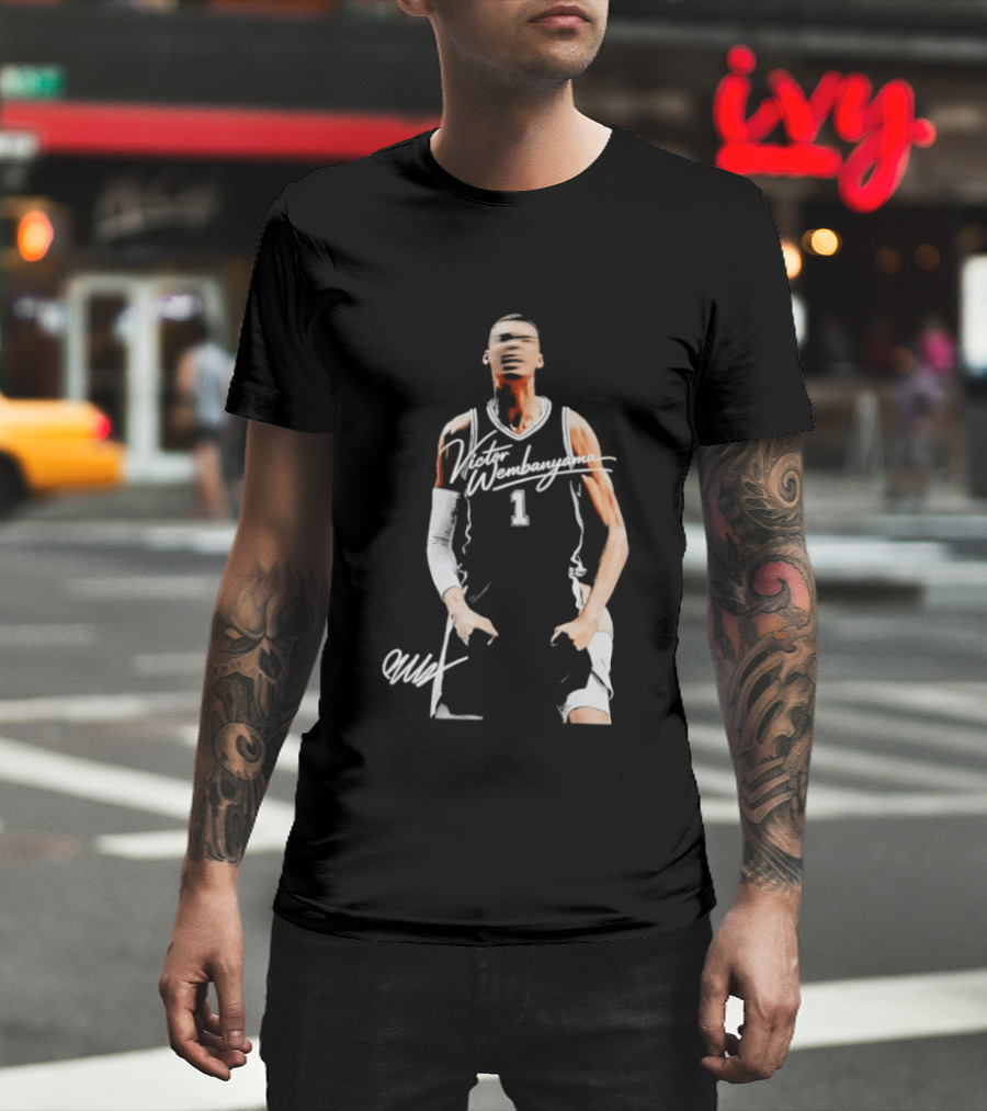 Victor Wembanyama San Antonio Spurs 2023 NBA Draft Number 1 Jersey Signature T-Shirt