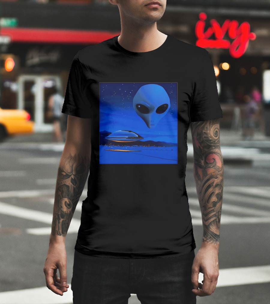 Aline UFO Portrait Night Sky Scene T-Shirt