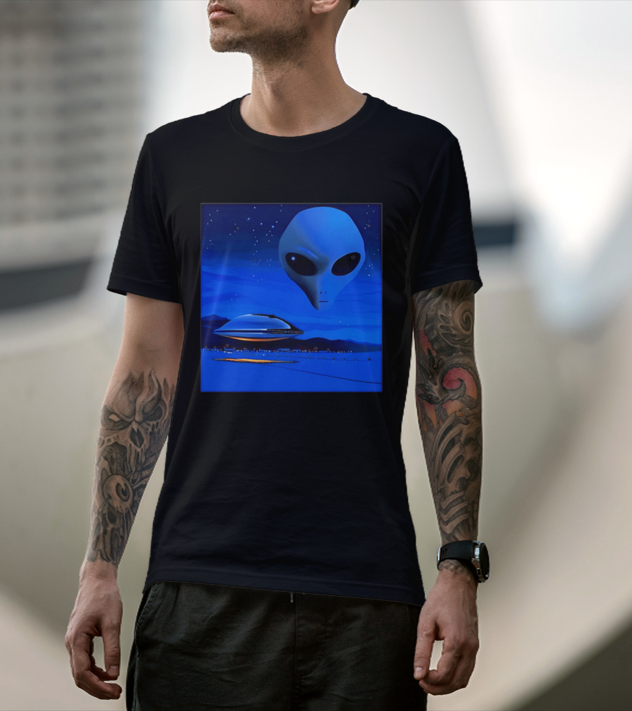 Aline UFO Portrait Night Sky Scene T-Shirt