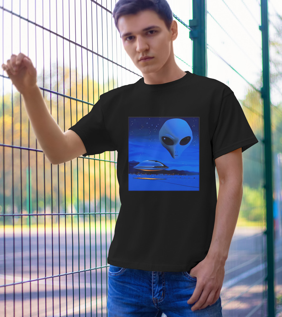 Aline UFO Portrait Night Sky Scene T-Shirt