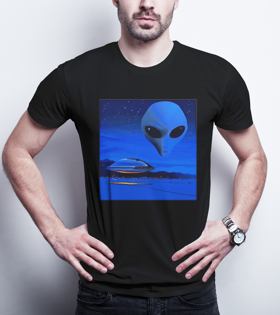 Aline UFO Portrait Night Sky Scene T-Shirt