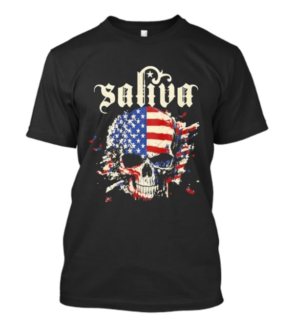 Saliva Click Click Boom Skull American Flag Grunge T-Shirt