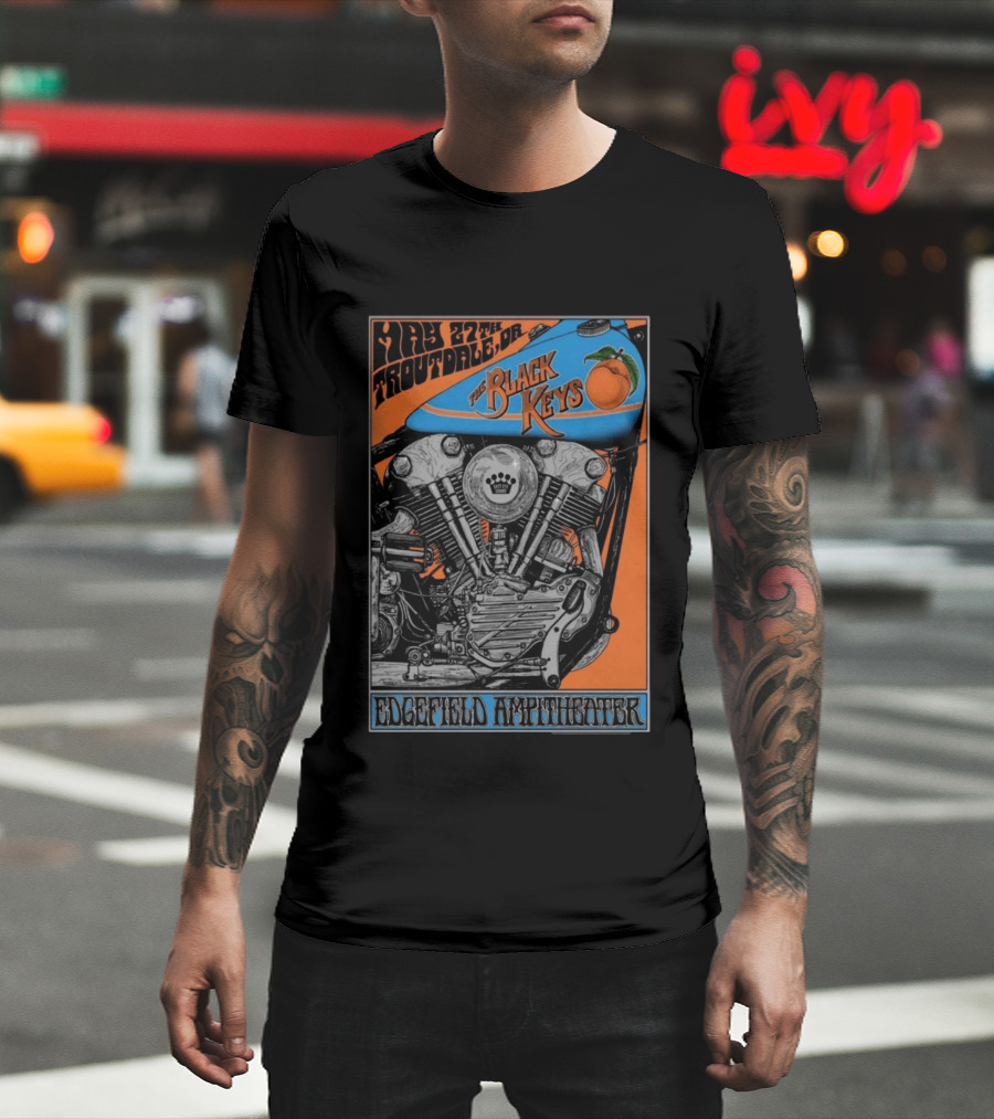 May 27 Troutdale OR The Black Keys Motorcycle Edgefield Amphitheater T-Shirt