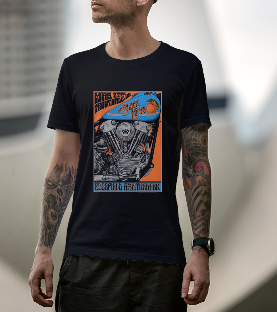 May 27 Troutdale OR The Black Keys Motorcycle Edgefield Amphitheater T-Shirt