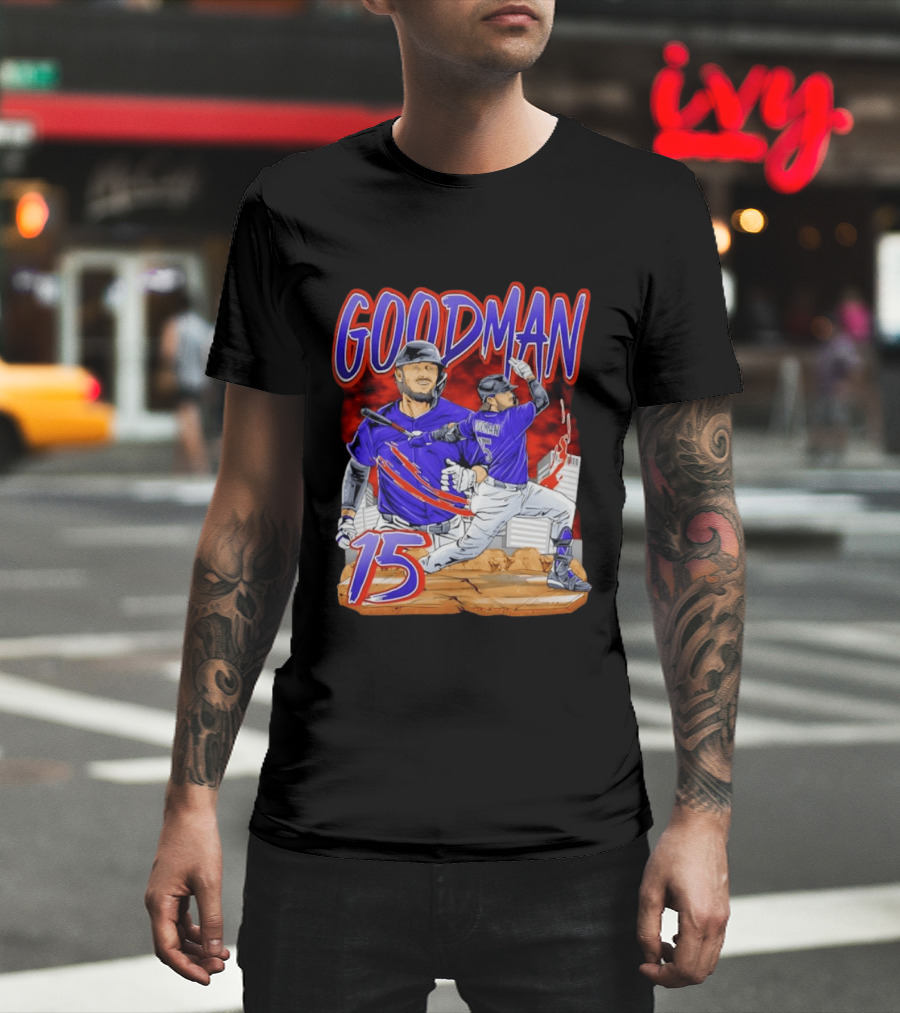 Goodman 15 Colorado Rockies Baseball Player Dynamic T-Shirt