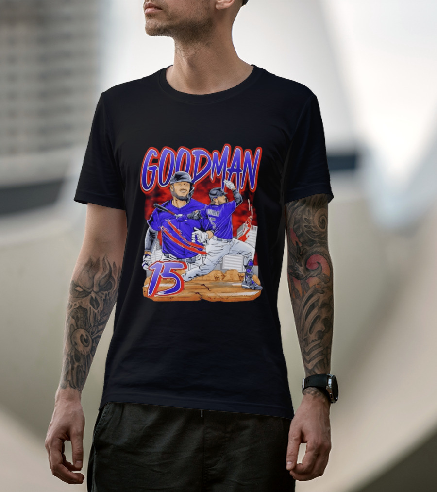 Goodman 15 Colorado Rockies Baseball Player Dynamic T-Shirt