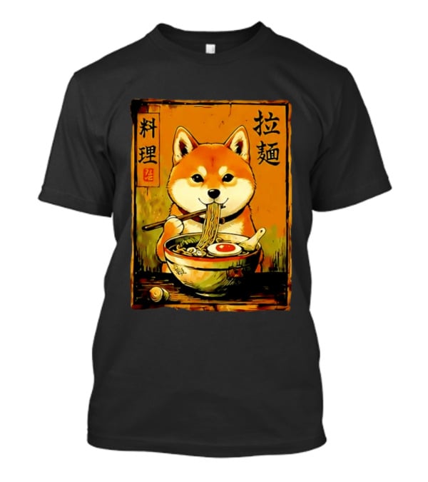 Shiba Inu Ramen Noodles Japanese Kanji T-Shirt