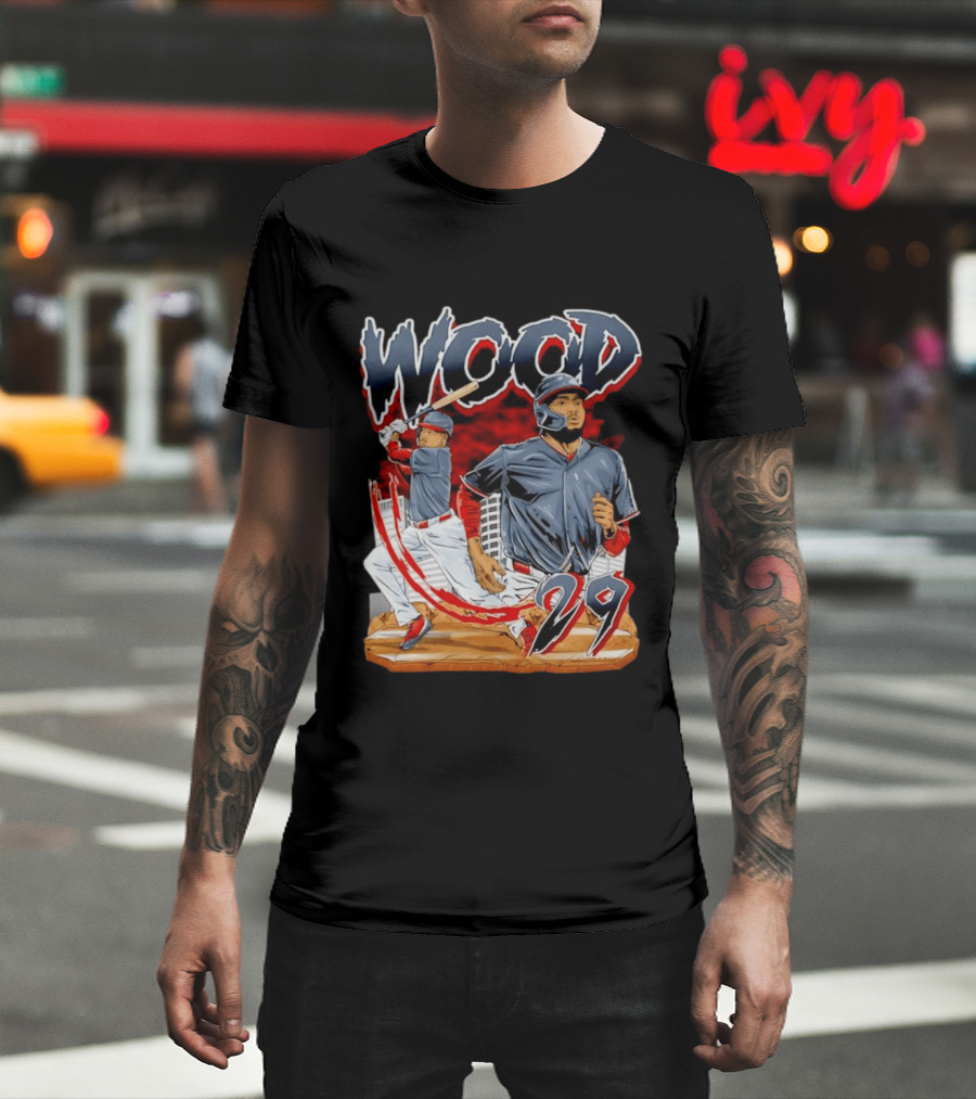 Wood 29 Washington Baseball Player Action T-Shirt