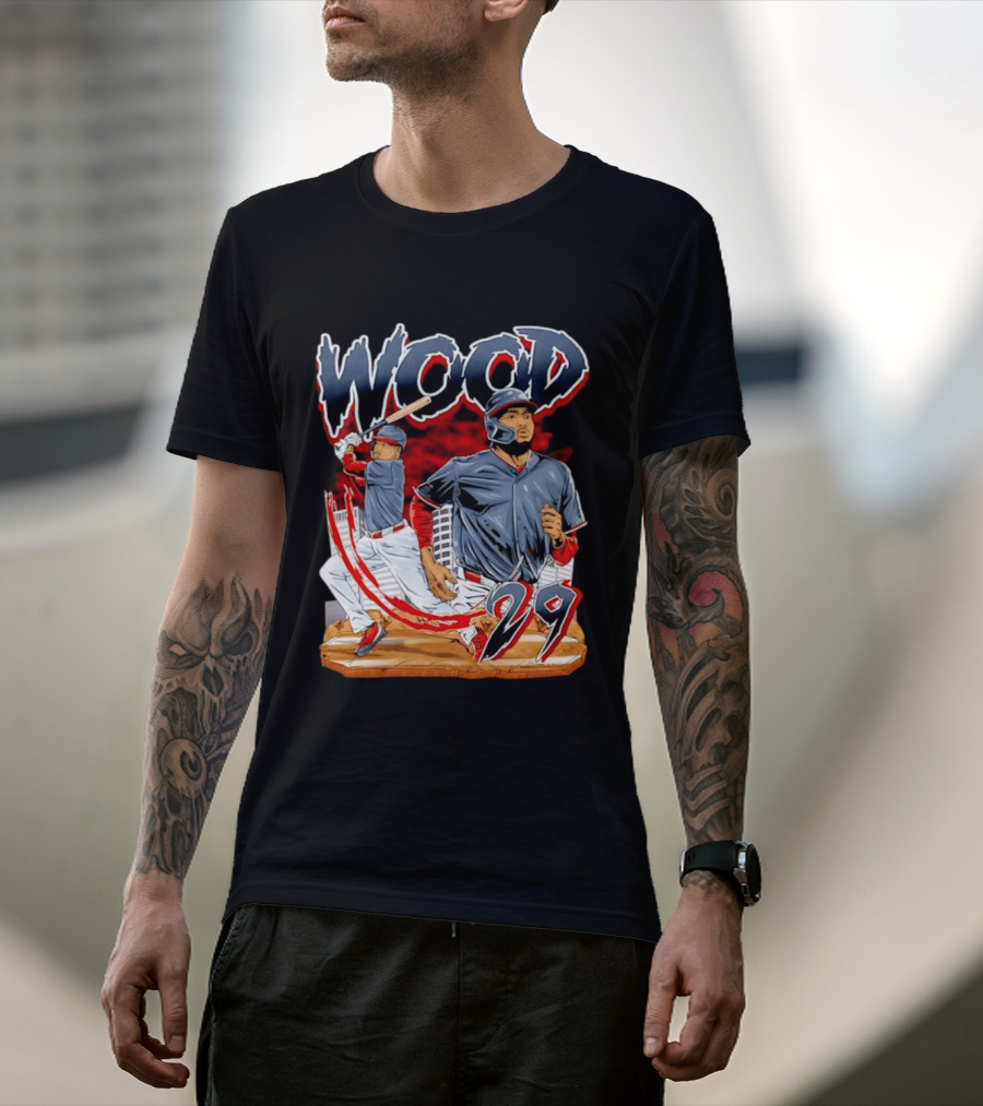 Wood 29 Washington Baseball Player Action T-Shirt