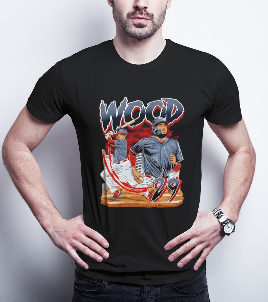 Wood 29 Washington Baseball Player Action T-Shirt