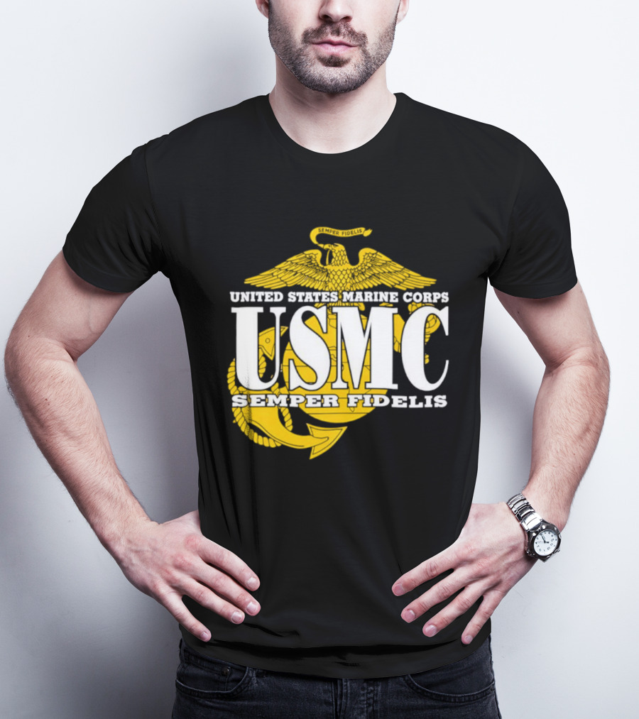 United States Marine Corps USMC Semper Fidelis Eagle Globe Anchor T-Shirt