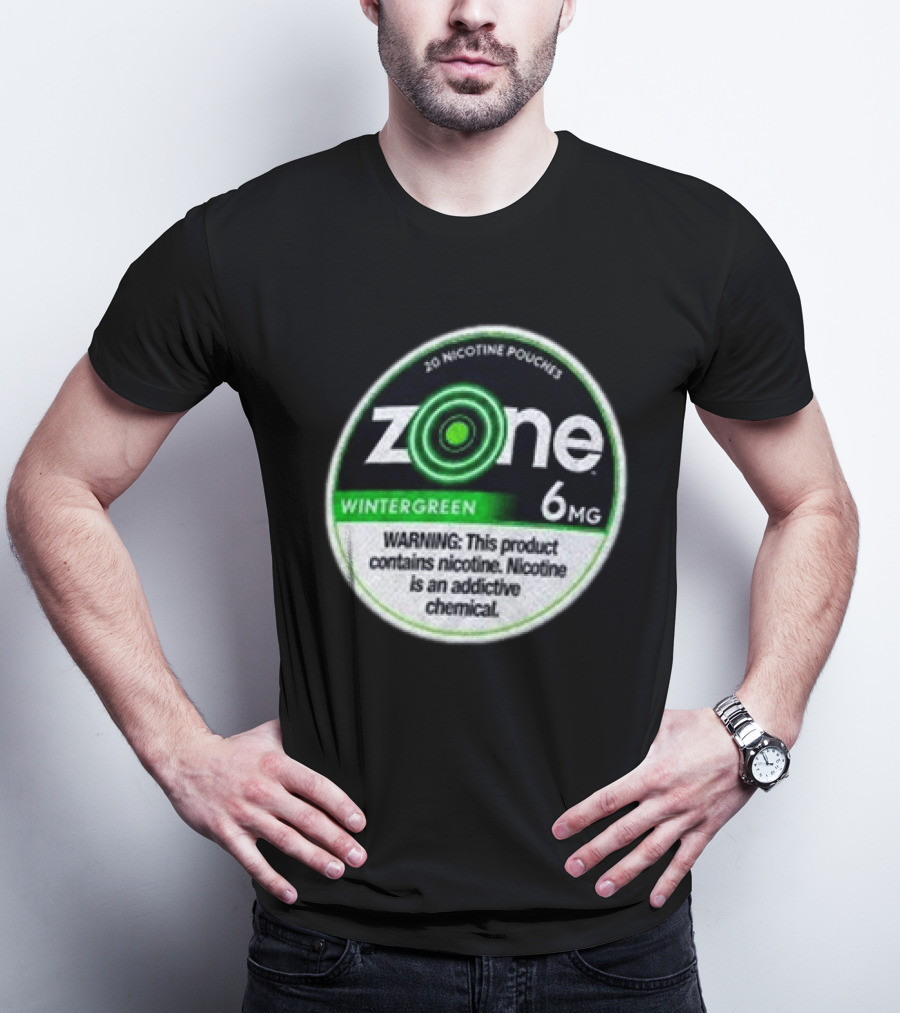 20 Nicotine Pouches Zone Wintergreen 6mg Warning Contains Nicotine T-Shirt