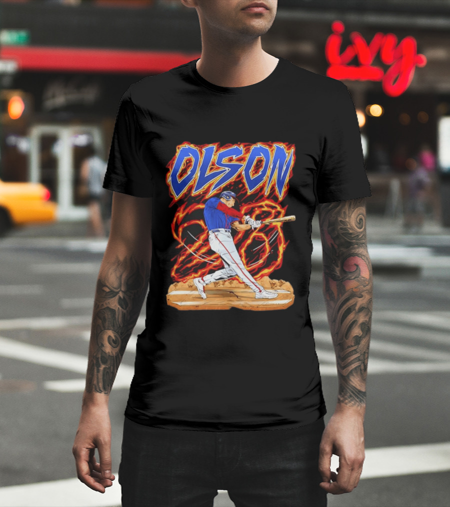 Olson Baseball Player Batting With Intense Flame T-Shirt