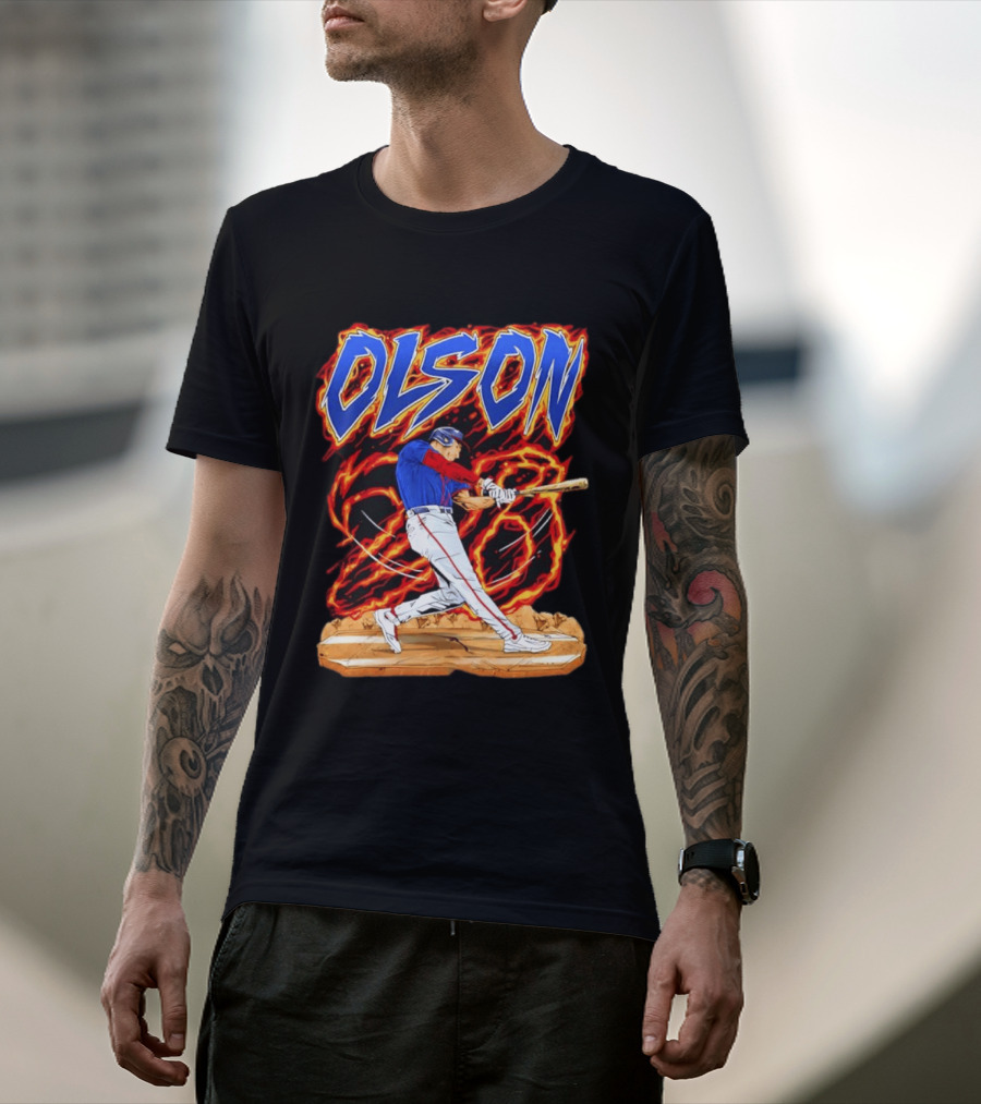 Olson Baseball Player Batting With Intense Flame T-Shirt
