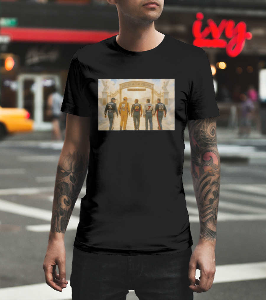 Earnhardt Busch Biffle Kulwicki Allison Heaven Motor Speedway Welcome Home Legends T-Shirt