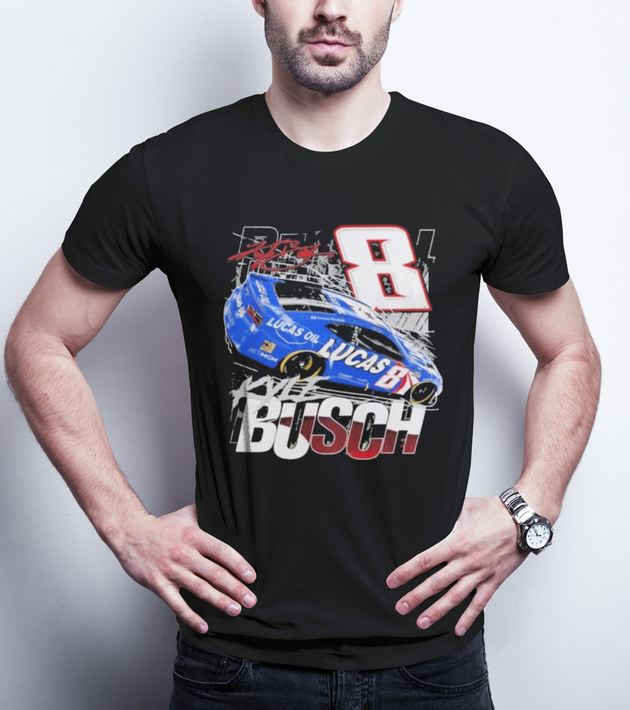 Kyle Busch Lucas Oil #8 Racing Car Red 2 Spot T-Shirt