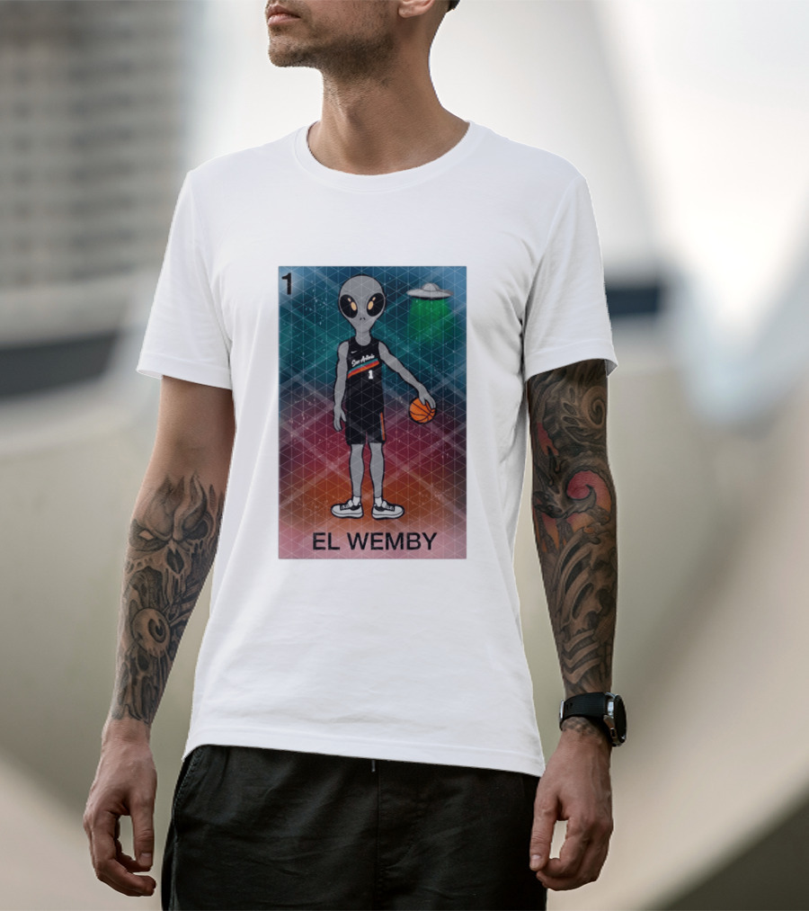El Wemby Lotería Card Alien Victor Wembanyama San Antonio Spurs Basketball NBA 2026 T-Shirt