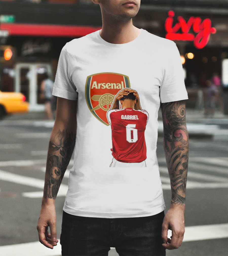 Gabriel Magalhaes Arsenal Jersey Number 6 Premier League T-Shirt