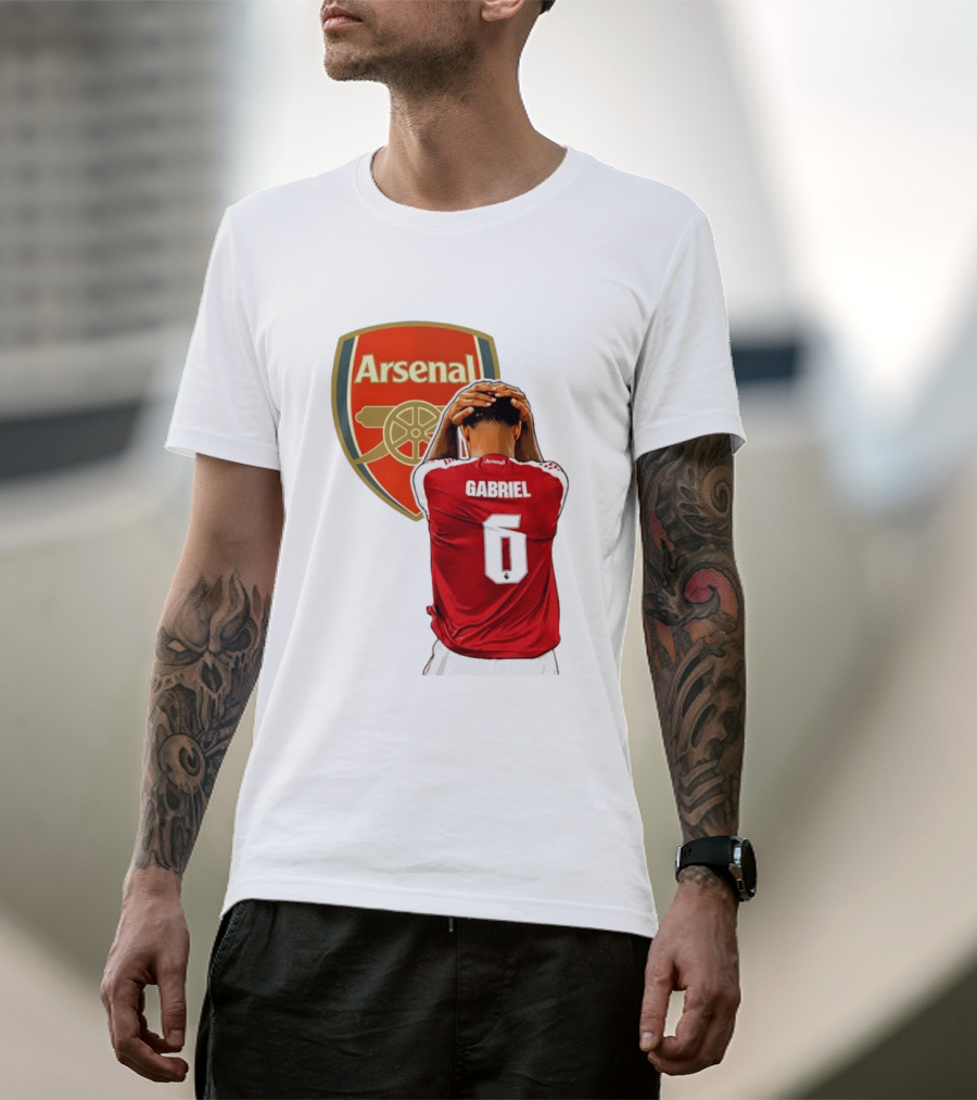 Gabriel Magalhaes Arsenal Jersey Number 6 Premier League T-Shirt