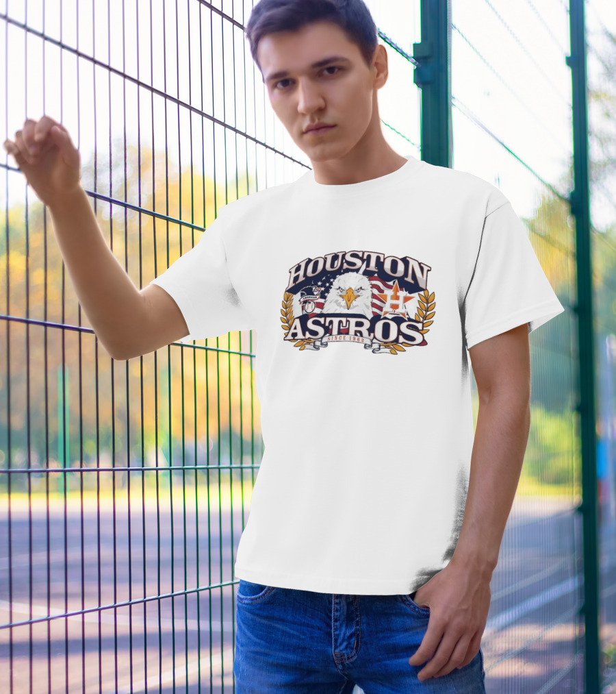 Houston Astros Americana Eagle Since 1962 Patriotic Baseball Fan Gear T-Shirt