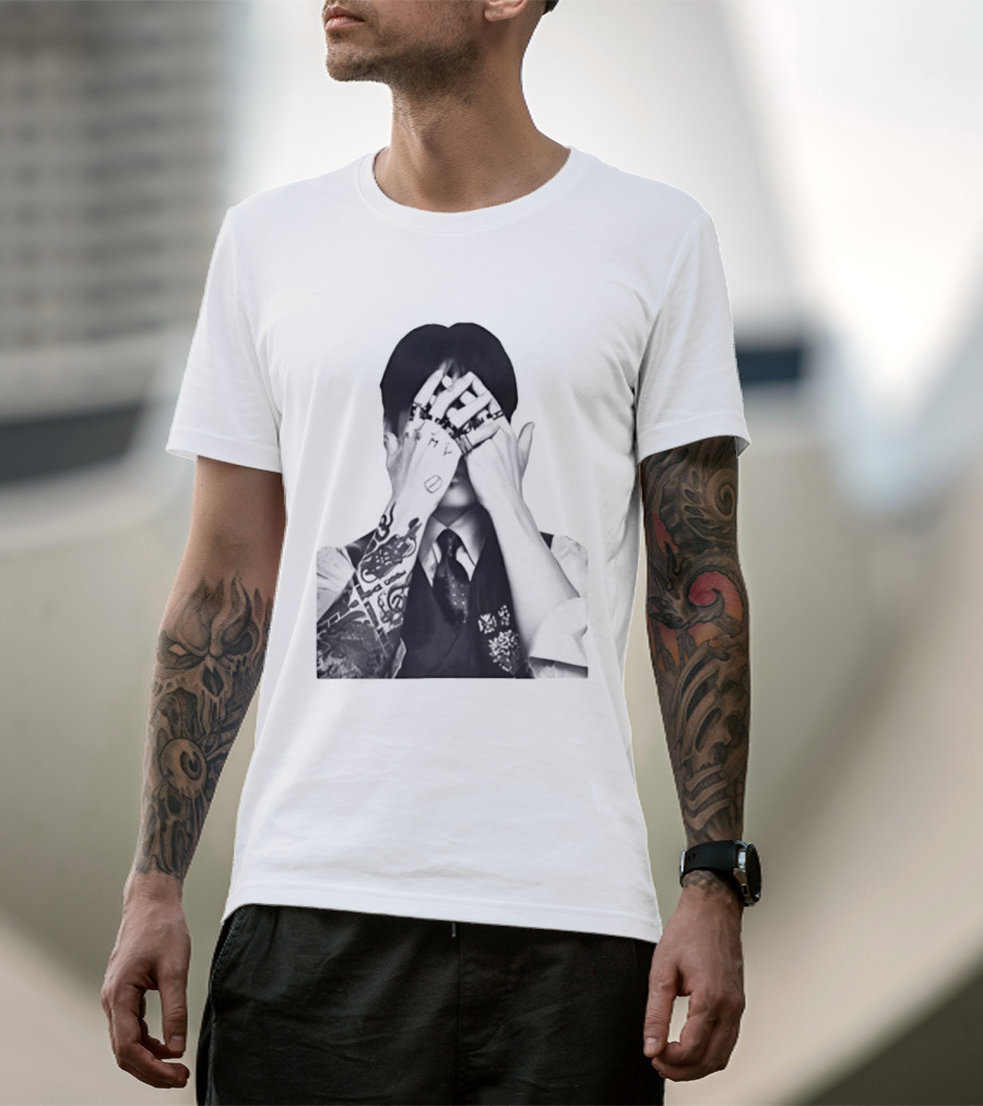 Jungkook BTS Tattoo Hands Rings Black And White Aesthetic T-Shirt