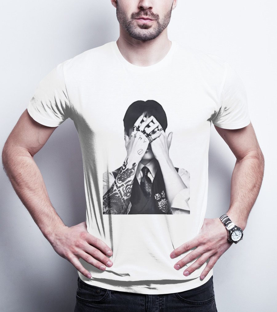Jungkook BTS Tattoo Hands Rings Black And White Aesthetic T-Shirt