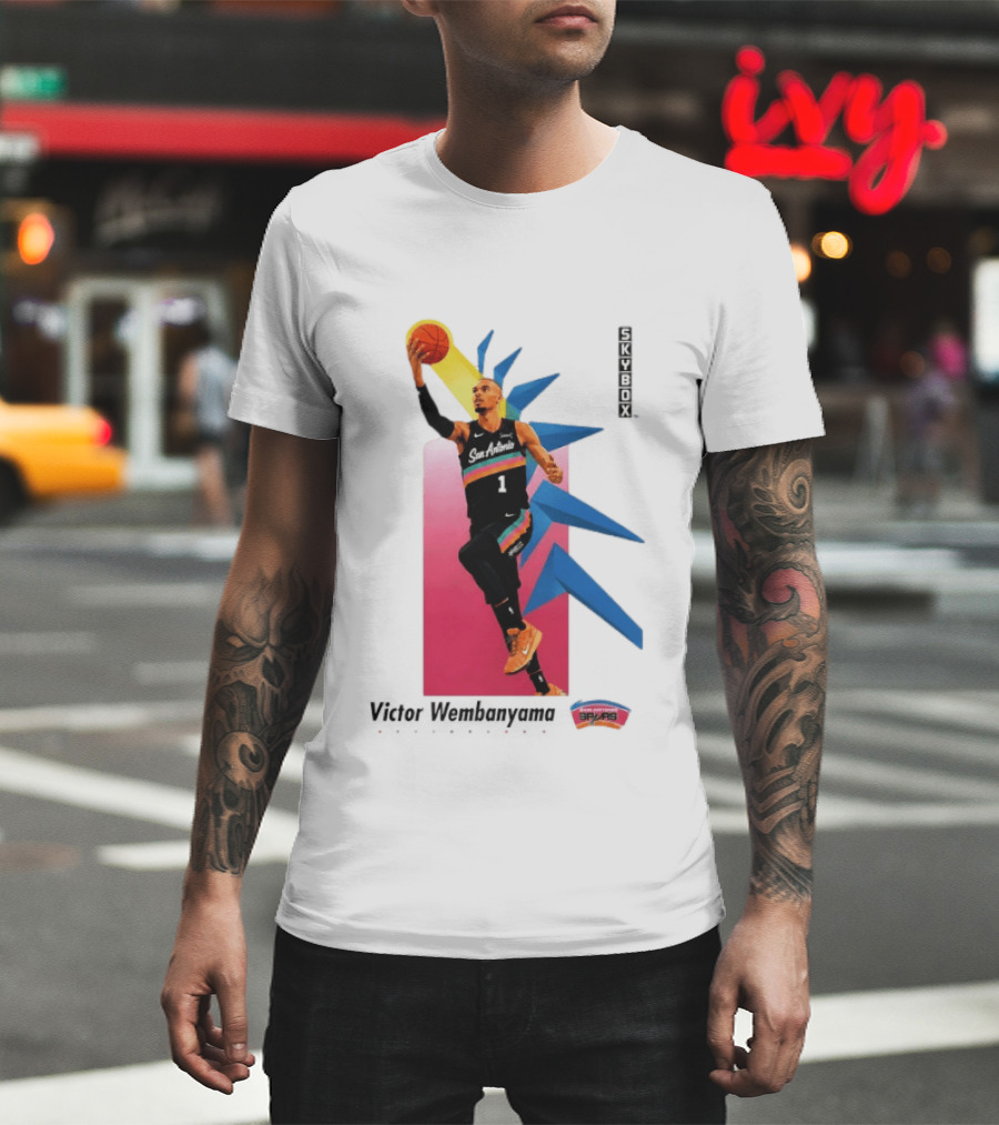 Victor Wembanyama San Antonio Spurs Basketball NBA Skybox 90s Retro Dunking Action T-Shirt