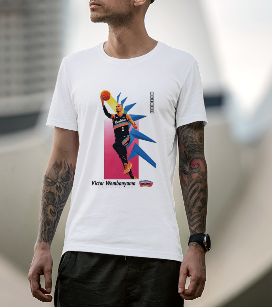 Victor Wembanyama San Antonio Spurs Basketball NBA Skybox 90s Retro Dunking Action T-Shirt