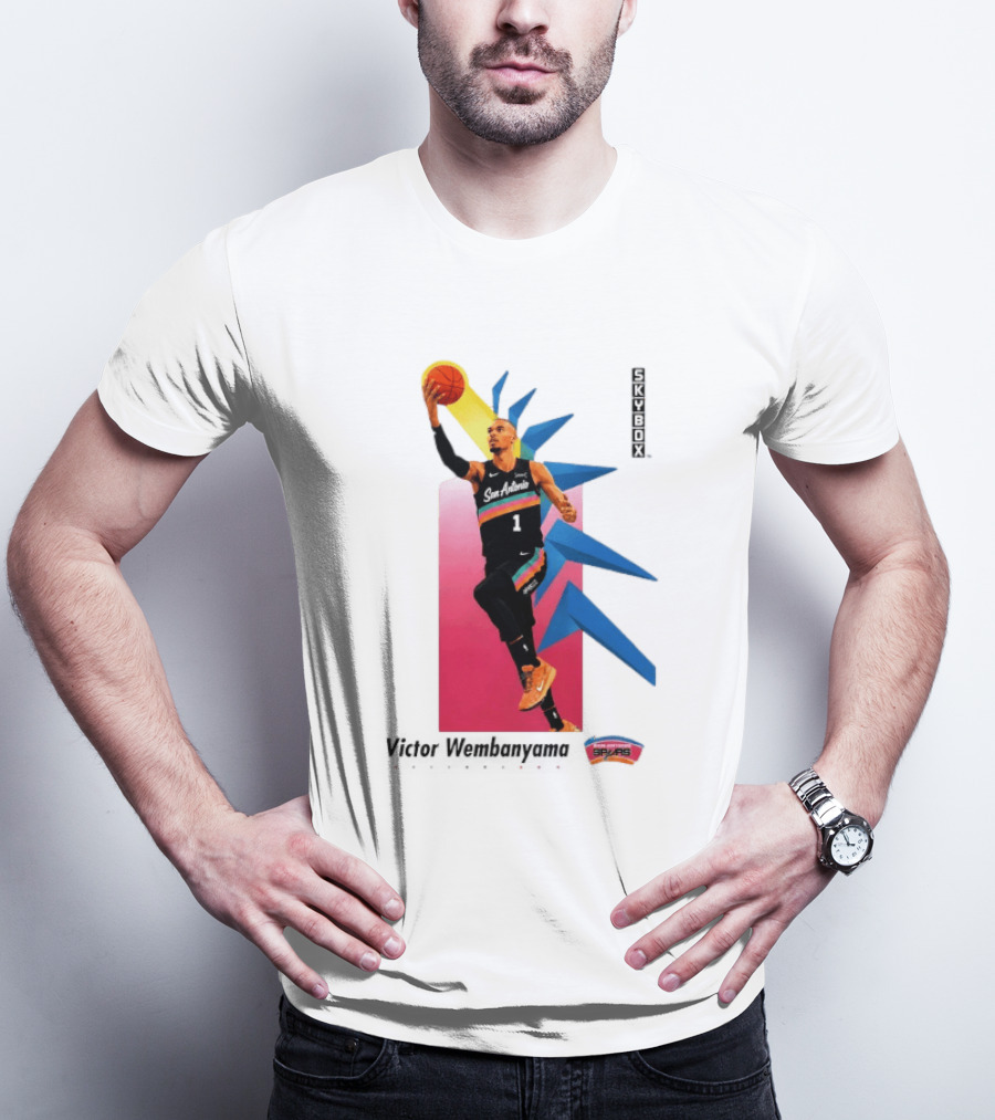 Victor Wembanyama San Antonio Spurs Basketball NBA Skybox 90s Retro Dunking Action T-Shirt