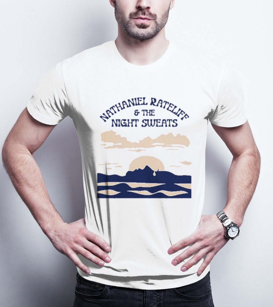 Nathaniel Rateliff & The Night Sweats Sunset Clouds And Mountain River Scene T-Shirt
