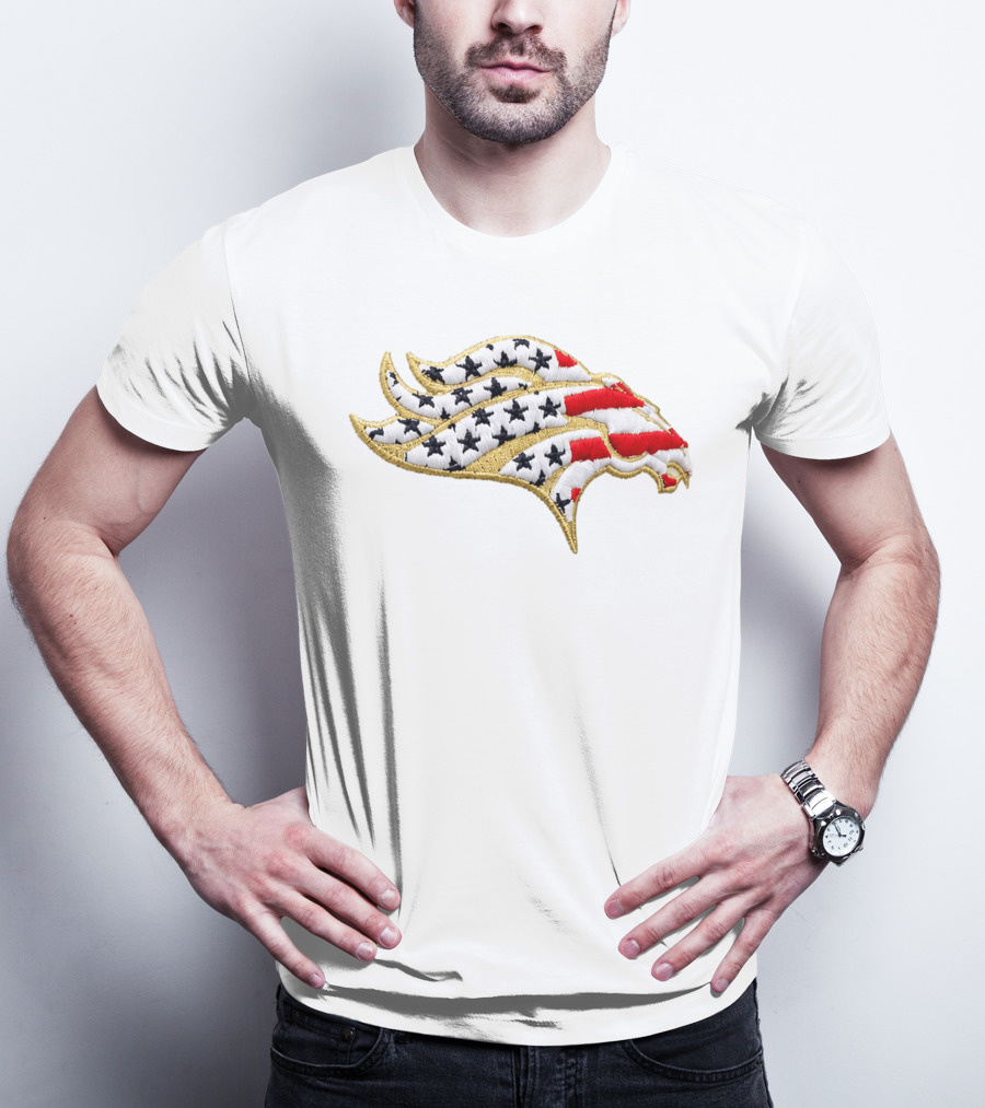 Broncos America 250th Stars And Stripes Embroidered Patch T-Shirt