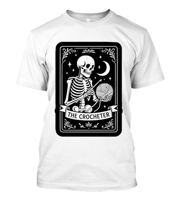 Tarot Card The Crocheter Skeleton Moon And Stars T-Shirt