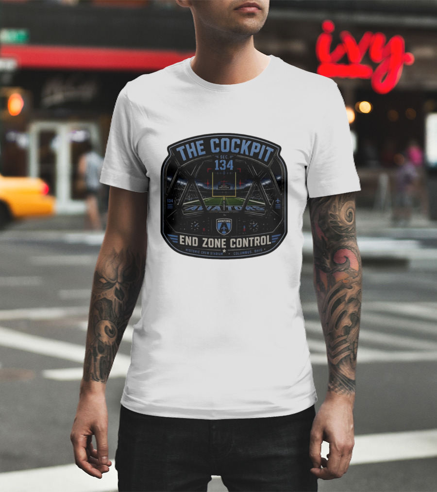 The Cockpit Sec 134 Aviators End Zone Control Historic Crew Stadium Columbus Ohio T-Shirt