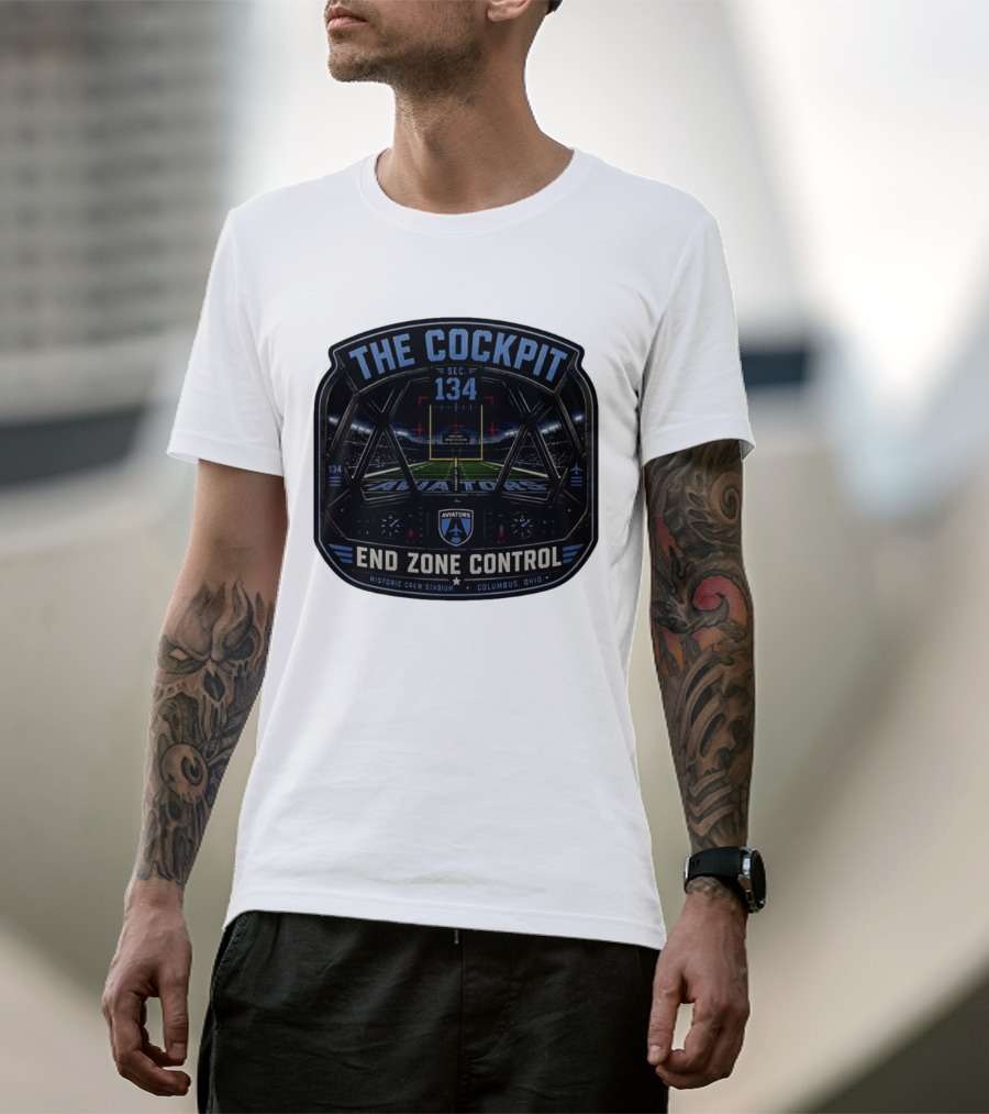The Cockpit Sec 134 Aviators End Zone Control Historic Crew Stadium Columbus Ohio T-Shirt