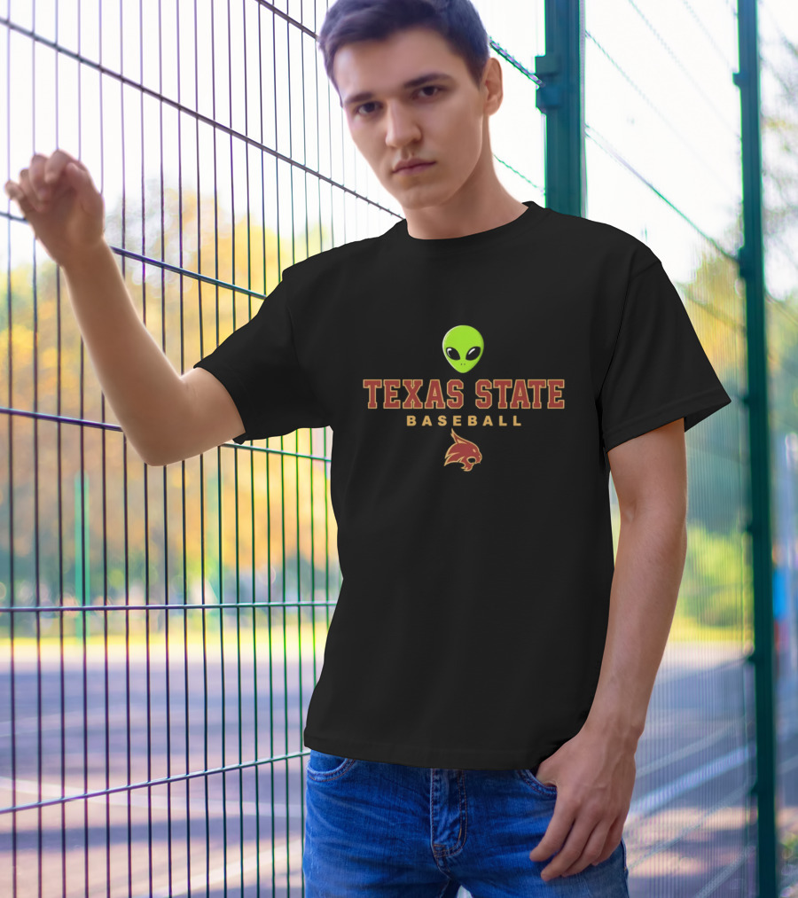Texas State Baseball Alien Bobcat T-Shirt