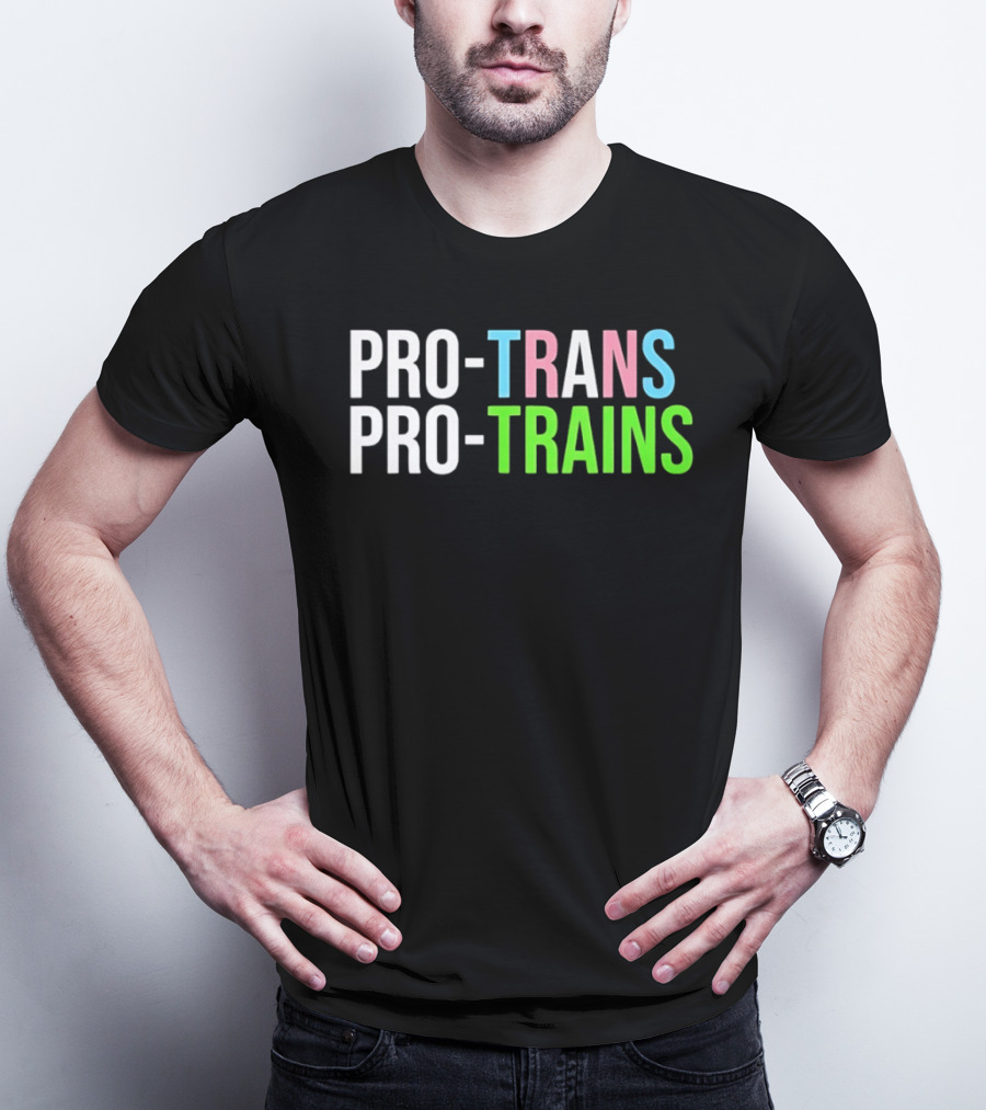 PRO TRANS PRO TRAINS Transgender Ally Public Transport Message T-Shirt