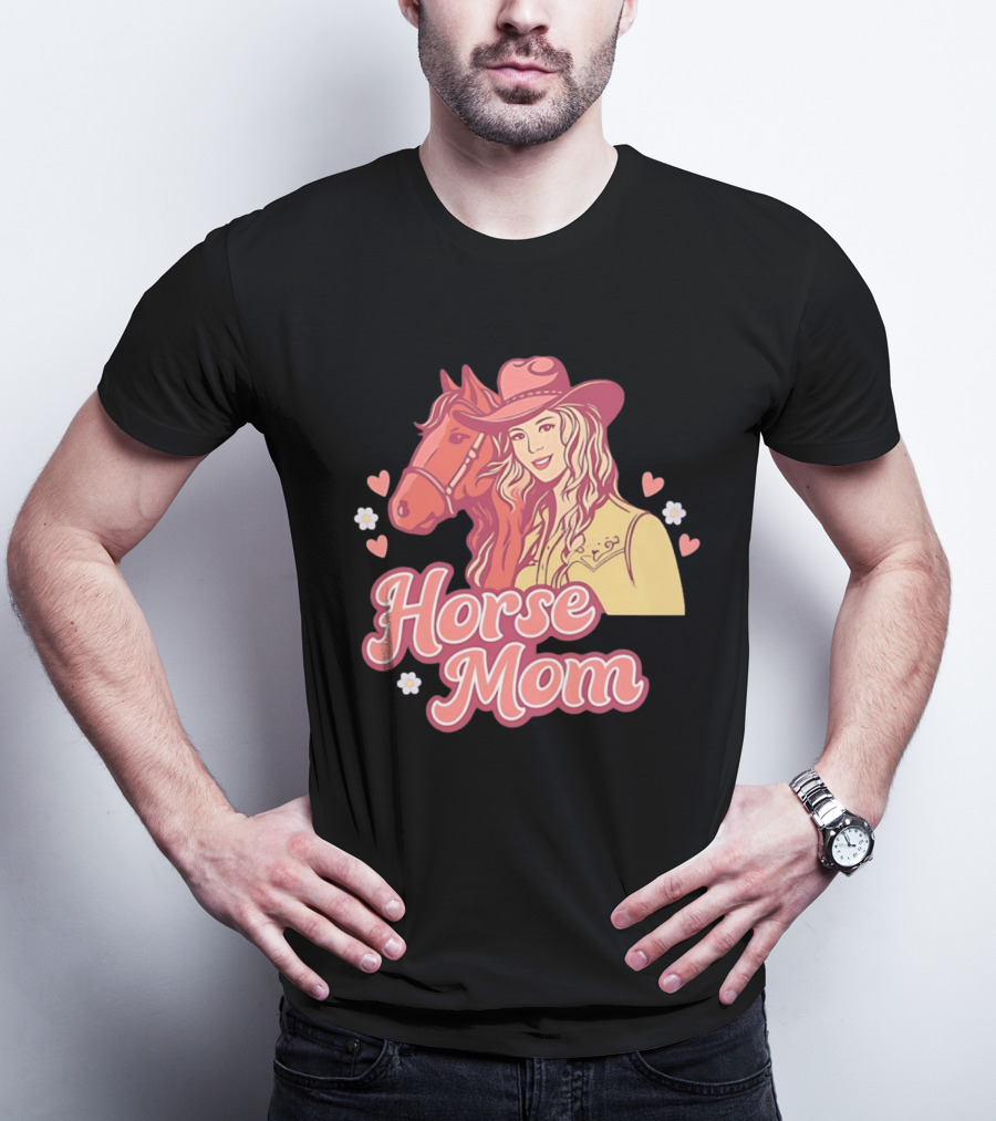 Cowgirl Horse Mom With Mustang And Hearts T-Shirt
