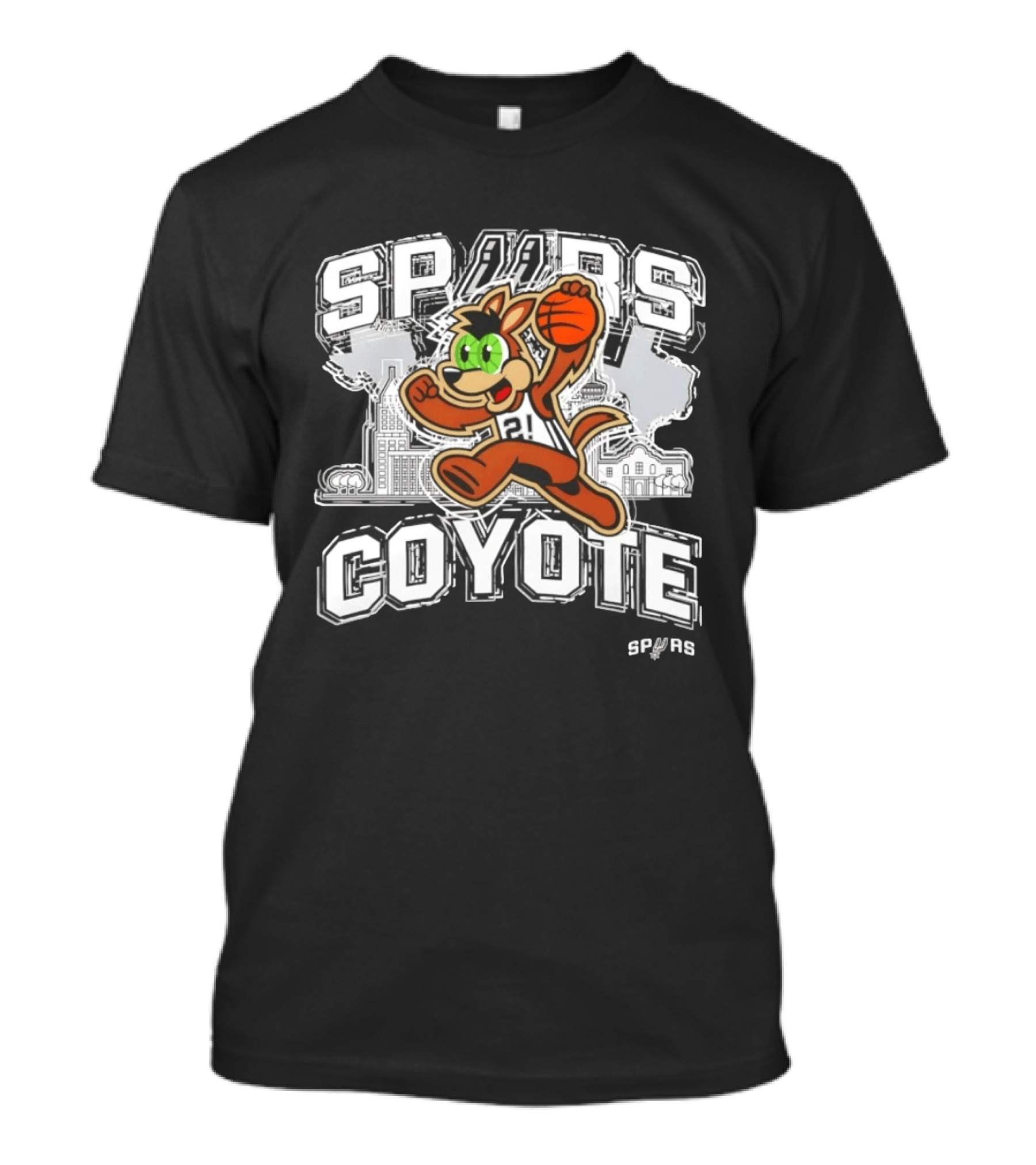 Spurs Coyote Basketball San Antonio City Skyline T-Shirt