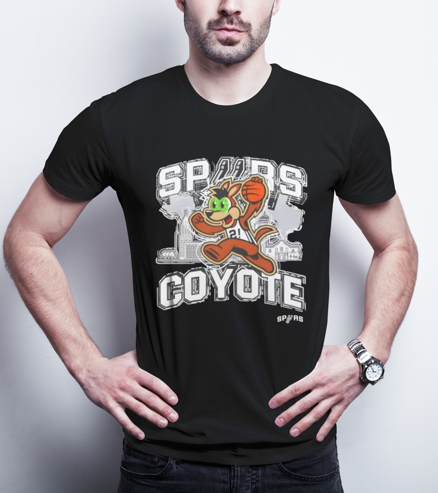 Spurs Coyote Basketball San Antonio City Skyline T-Shirt