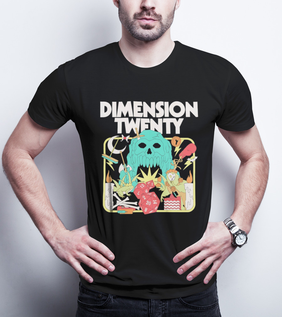 Dimension Twenty Skull Dice Fantasy Adventure T-Shirt