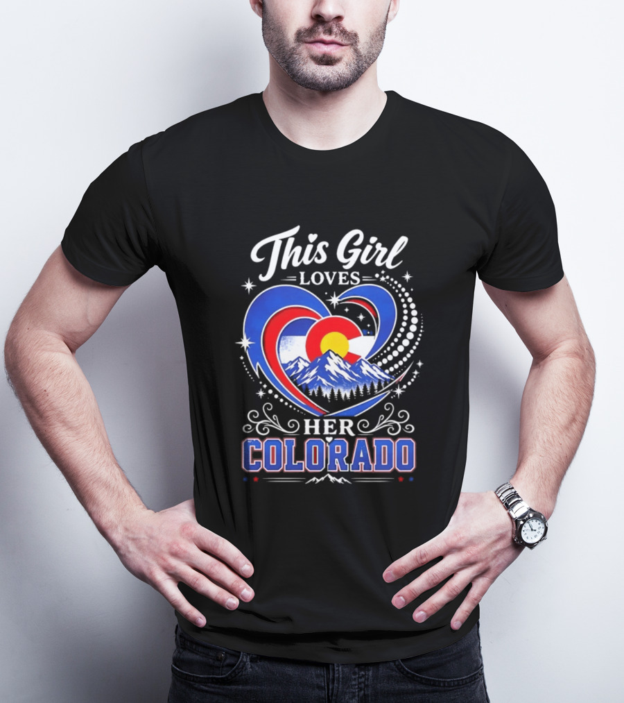 This Girl Loves Her Colorado With Heart And Mountain Scene T-Shirt