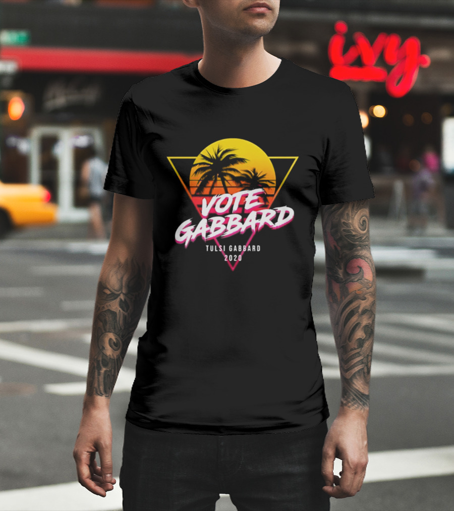 Vote Gabbard Tulsi Gabbard 2020 Sunset Palm Trees T-Shirt